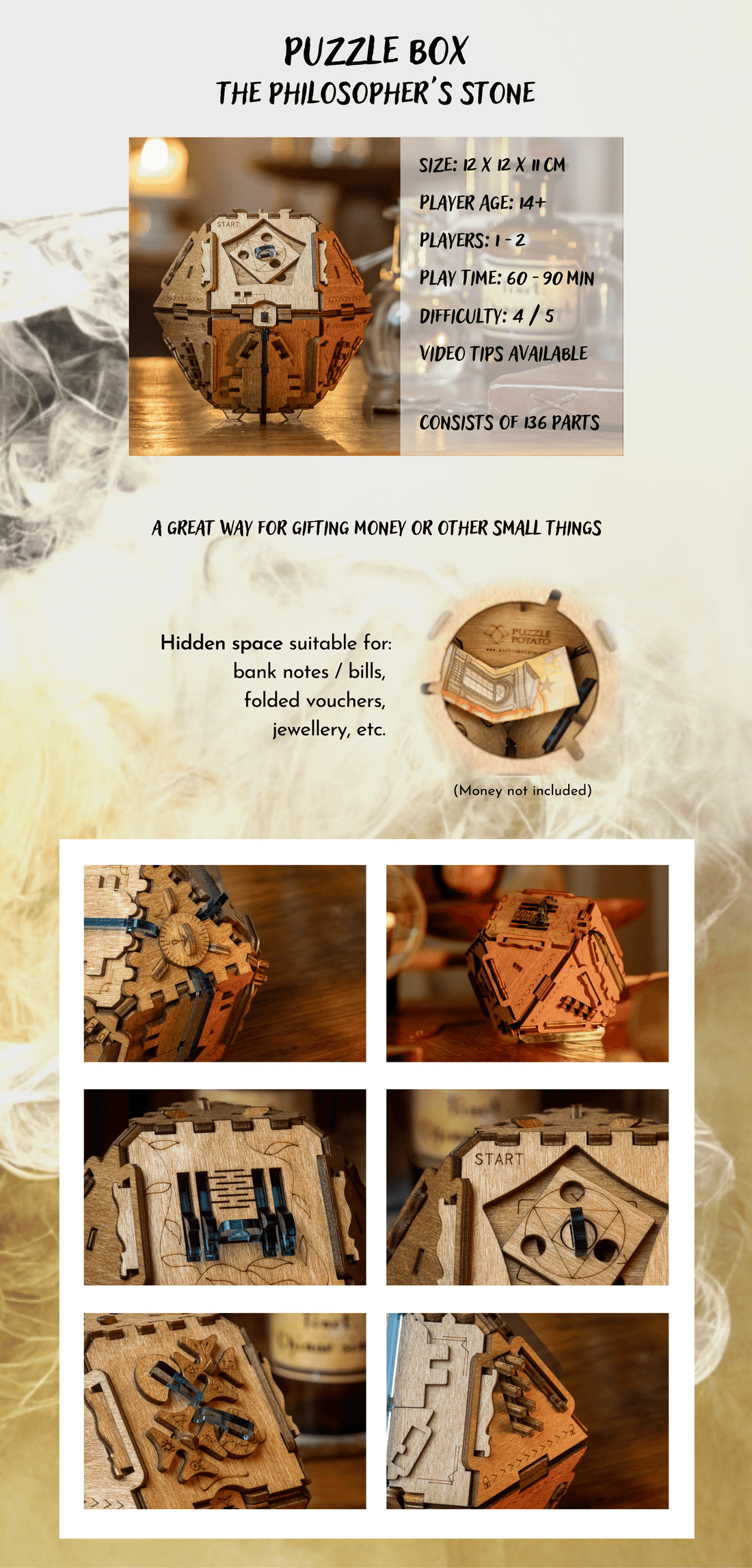 Puzzle Potato - Philosopher's Stone - Escape Room Game - Puzzle Box